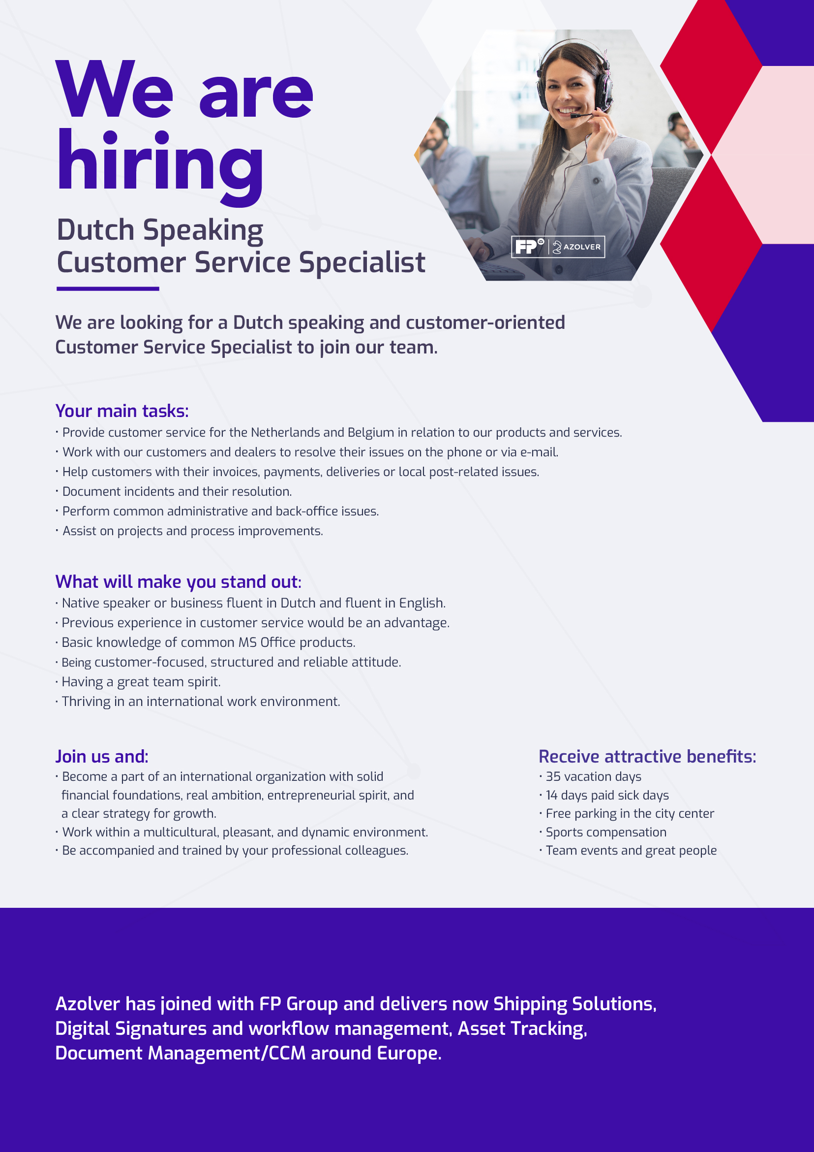 DUTCH SPEAKING CUSTOMER SERVICE SPECIALIST, Tallinn, Harjumaa, Azolver ...